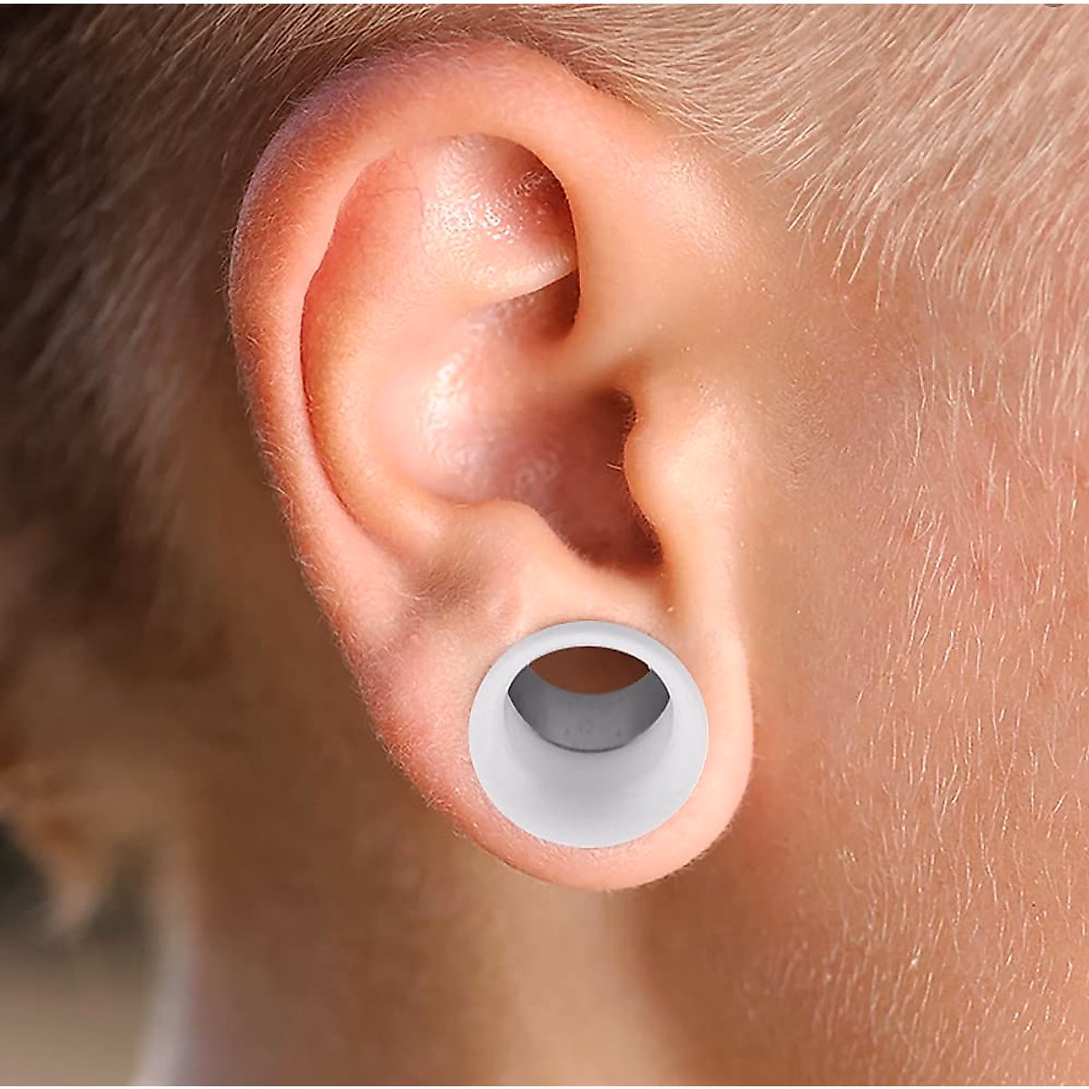 1 Piece of 1/2 Inch - 12mm 2 Tone Solid White Acrylic with 316L Surgical Steel Internally Threaded Ear Gauge Flesh Tunnel