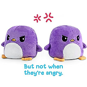 TeeTurtle | The Original Reversible Penguin Plushie | Patented Design | Purple and Blue | Show your mood without saying a word!