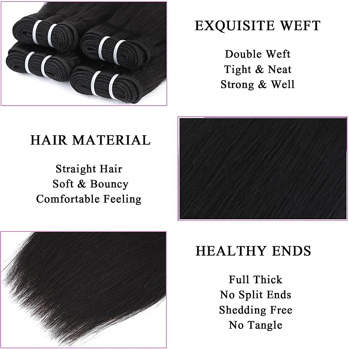 8 inch short hair bundles 10A Brazilian Straight Virgin Hair 4 Bundles Straight Hair 100% Unprocessed Straight Human Hair Bundles 50g/Pcs Natural color (8"8"8"8")