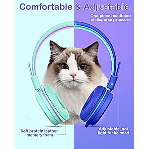 Nabevi [2 Pack Kids Headphones with Mirophone, Kids Headphones for School, 91dB Safe Volume Limited, Splitter, Kids Headphones for School, Toddler Headphones, for On-line Study, Travel, Girls, Boys