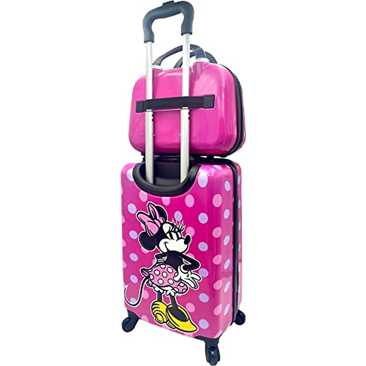 Fast Forward Kid’s Licensed Hard-Side 20” Spinner Luggage Carry-On Suitcase and Beauty Case Set (Minnie Mouse)