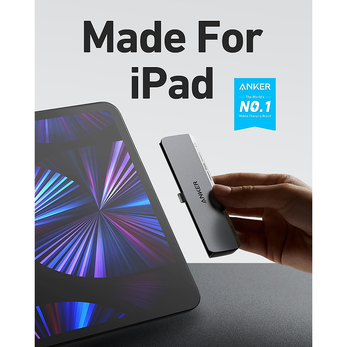 Anker USB C Hub for USB-C iPad, 541 USB-C Hub (6-in-1) with 4K HDMI Port, Multi-Function USB-C Port, SD and microSD Card Slots, for iPad Pro 5th Gen / iPad Air 5th Gen / iPad Mini 6th and Later (Gray)