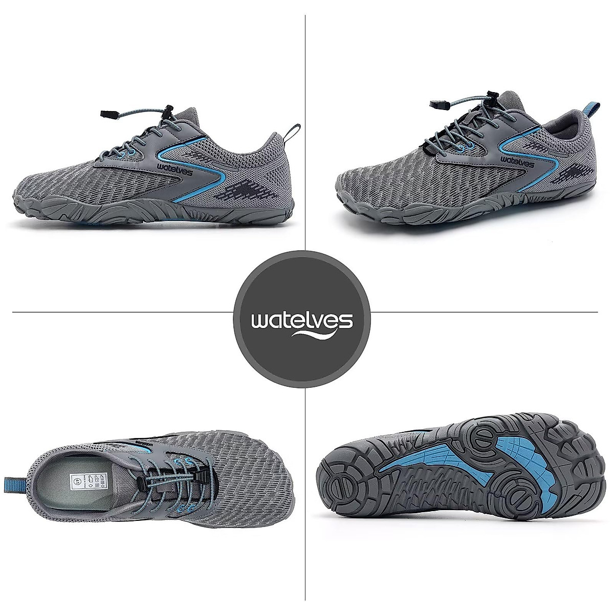 WateLves Water Shoes Mens Womens Beach Swim Shoes Quick-Dry Aqua Socks Pool Shoes for Surf Yoga Water Aerobics (05-Grey, 43)