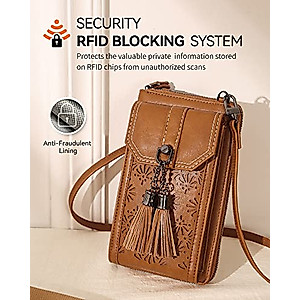 SIIHENRRY Small Crossbody Cell Phone Purse for Women, RFID Blocking Wallet Purse with Tassel, with Credit Card Slots