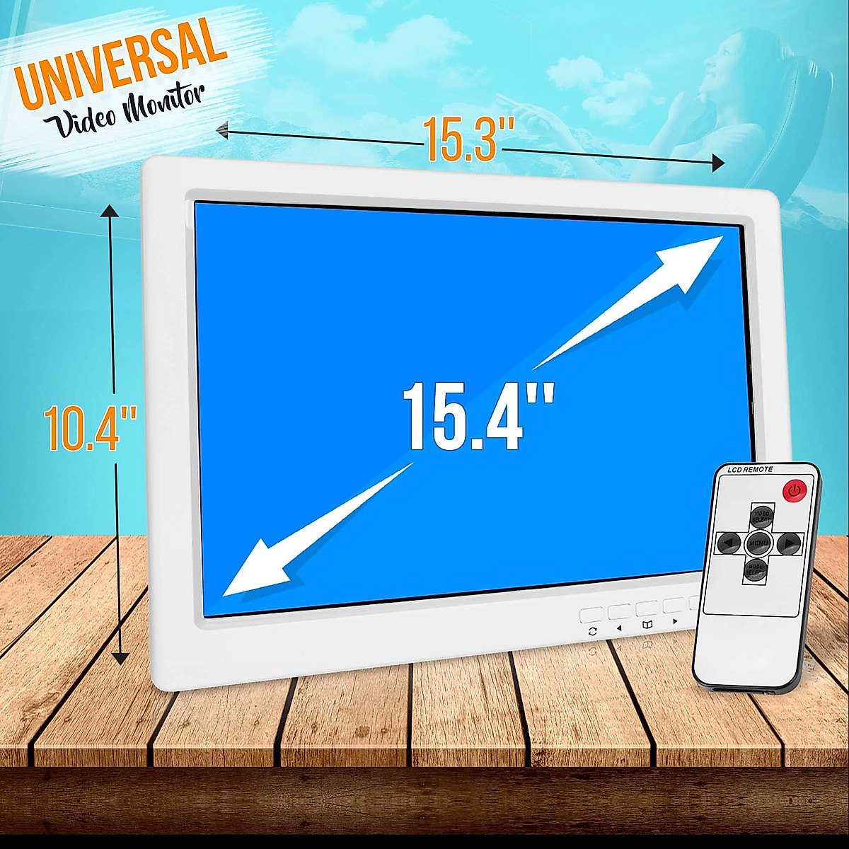 Pyle Inwall Video Monitor Display Screen - 15.4 Inch Full HD 1080p Universal Widescreen LCD Flush Wall Mount HDMI RCA Monitor w/VGA, RCA Audio, Wireless Remote, Frame Cover, Home/Car Use PLVW155U