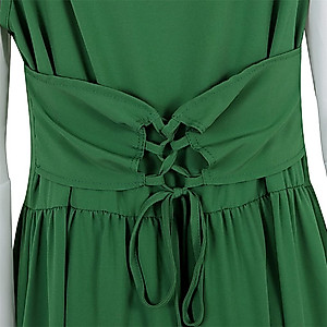 Lehauya Medieval Dress for Women Green Renaissance Dress Peasant Costume Irish Overdress Wench Dress X-Large