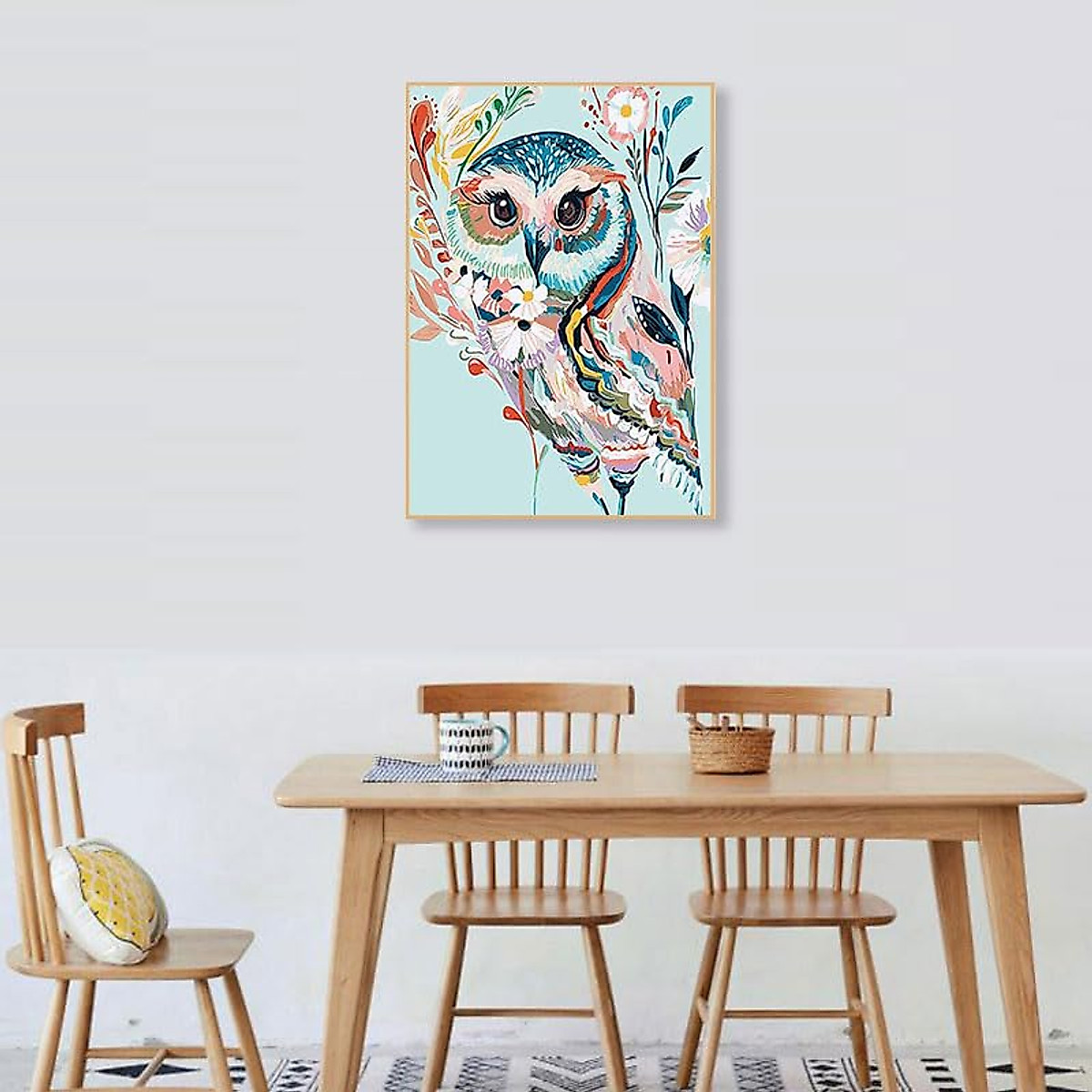 DIY Paint by Numbers for Kids & Adults & Beginne,DIY Canvas Painting Gift Kits for Home Decoration,Rainbow Owl Home Wall Decor 16x20''(Without Framed)