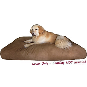 Dogbed4less DIY Pet Bed Pillow Brown Microsuede Duvet Cover and Waterproof Internal case for Dog at 55X37X4 Inch - Covers only