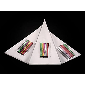 TIMIGGBY 100 Pieces Cone Bag Clear Cone Shaped Treat Bags Cellophane Triangle Bags with 100 PCS Twist Ties Colourful (5.1x9.8 inch)