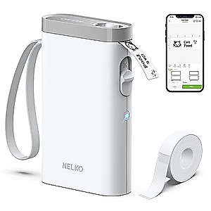 Nelko Label Maker Machine with Tape, P21 Portable Bluetooth Label Printer, Wireless Built-in Cutter Sticker Maker Mini Label Makers with Multiple Templates for Organizing Storage Office Home, White