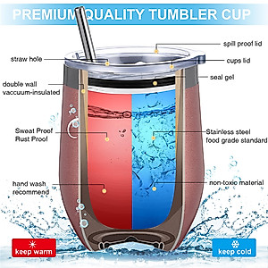 Thank You Gifts Thank You for Being Awesome Wine Tumbler Employee Appreciation Gifts Thank You Gift for Women Men Coworkers Friend Stainless Steel Insulated Tumbler with Straw (Warm Color, 16 Pcs)