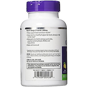 Natrol, Omega-3 Purified Fish Oil Softgels, Heart Health Dietary Supplement, 1000 mg, 90 Count