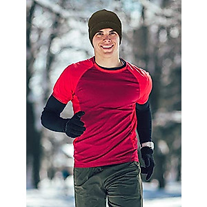 SATINIOR 4 Pieces Skull Caps for Men Women Fleece Winter Hat Warm Soft Polar Beanie Hat Thick Windproof(Black, Camouflage, Navy Blue, Grey, Large)