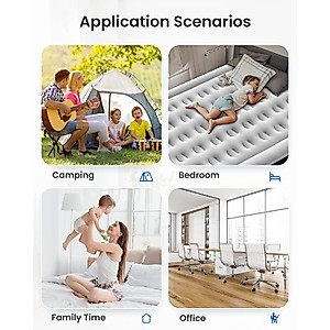 Airefina Queen Air Mattress with Built in Pump, Upgraded Luxury Blow Up Mattress 2-Layer Air Coil Technology Portable Inflatable Mattress with Carrying Bag for Guest Home Quick Inflation in 3 Mins