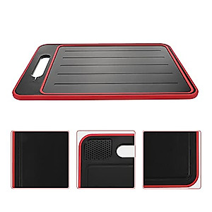 HEMOTON Fast Defrosting Tray Chopping Board Thawing Plate Cutting Board Meat Defroster Boards with Handle for Meat Pork Beef Fish Black Red
