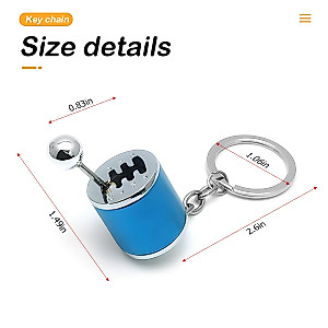 Osilly Gearbox Keychain, Six Speed Manual Transmission Stick Shift Keyring, Auto Part Creative Fidget Toy, Car Shifter Gear Keyfob Automotive Key Chain Ring, Car Accessories (Blue)