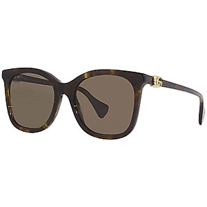 Gucci GG1071S Shiny Dark Brown Havana/Brown One Size
