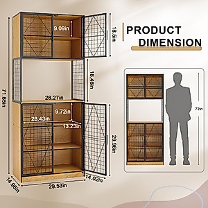 VECELO 72in Tall Kitchen Pantry Cabinet with Doors and Shelves, Large Freestanding Storage Cupboard with Countertop Hutch for, Oak