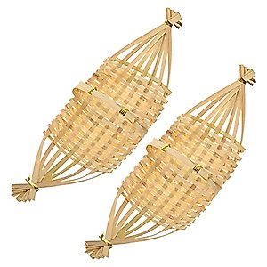 MAGICLULU Wooden Sushi Boat Serving Tray Wicker Woven Snack Baskets Flatware Drain Display Baskets Fruit Vegetable Holder Weaving Cutlery Organizer for Home Kitchen