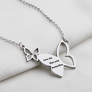 KUIYAI Now She Flies with Butterflies Necklace Rememberance Necklace (butterflies necklace)