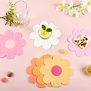 120 Daisy Paper Napkins Groovy Party Napkins Daisies Floral Disposable Dinner Napkins Boho Retro Flower Dessert Luncheon Napkins for Birthday Baby Shower Wedding Party Supplies