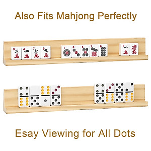 Domino Racks Set of 8, Mexican Train Dominoes Trays, Wooden Domino Holders for Mexican Train, Chickenfoot Combo, Mahjong and Other Dominoes Games13.97 x 2 x 1.18 Inches - Dominoes NOT Included