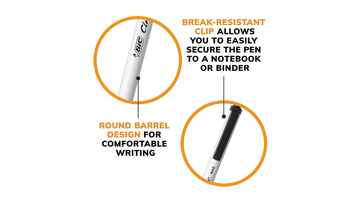 BIC Clic Stic Black Retractable Pen Pack - 24 Medium Point Pens