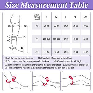 2 Pairs TED Hose Compression Stockings Thigh High Knee High 15-20 mmHg Compression TED Hose with Inspect Toe Hole TED Compression Socks for Leg Edema Swelling Soreness Pain (White- Purple,XL Size)