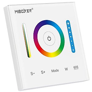 LGIDTECH P3 Miboxer Wall-Mounted Full Touch Panel Controller for 3528 5050 2835 RGB RGBW RGB+CCT Dimmable Color Changing LED Strip Lighting DC 12-24V 10A 120W 240W.Support Voice and DMX512 Control