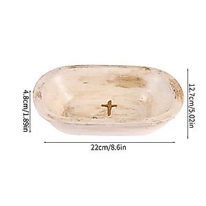 WHLHMK Resin Prayer Small Dough Bowl, Christian Cross Prayer Bowl, Religious Dough Bowl Religious Gifts for Women, Farmhouse Decor Rustic Home Decor (White 8.6 x 5 x 2')