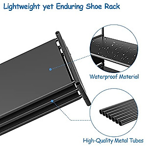 Shoe Rack Narrow Shoe Rack 10 Tiers Tall Shoe Rack for Entryway, Metal Shoe Rack Holds 20-22 Pairs, Stackable Shoe Stand Vertical Shoe Tower for Entryway, Closet, Garage, Bedroom, Cloakroom, Black