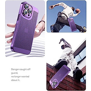 Electroplating Heat Dissipation Phone Case for iPhone 14 13 12 Promax, New Heat Dissipation Plating Fine Hole Protector for iPhone Case, in Crystal Lens Film Coating Mobile Phone Case(14Pro Max, Gold)