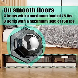 Mini Caster Wheels for Small Appliances, 360°Rotation Self Adhesive Caster Wheels, Stainless Steel Rollers Universal Wheel for Trash Can, Storage Bins Bottom (8 PCS, Black) APBATS