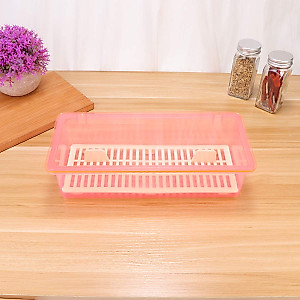Cabilock Flatware Plastic Tray Kitchen Organizers with Lid Kitchen Cutlery and Utensil Drawer Organizer- proof Fork Utensil Storage Container (Pink)
