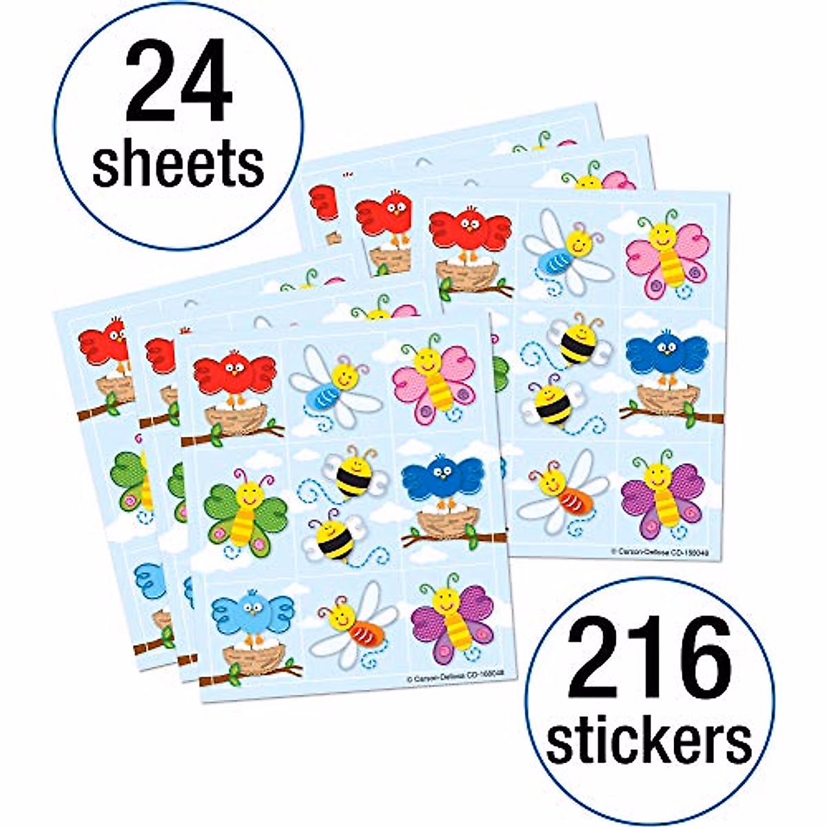 Carson Dellosa Education Spring Stickers | 1-inch x 1-inch, 216ct, Multi, Model:168048