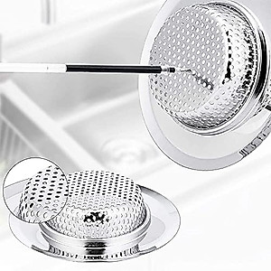 QYHOO 2 PCS Kitchen Sink Strainer Stainless Steel, 4.5 inch Diameter Anti-Clogging Drain Hair Catcher Mesh Catcher for Kitchen, Bathroom, Balcony, Floor Drain