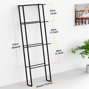 CANYAVE Blanket Ladder Towel Rack, Wall Leaning Ladder Towel Rack Blanket Holder Rack Drying Rack, 4-Tier Blanket Ladders for Living Room Bathroom (Matte Black)