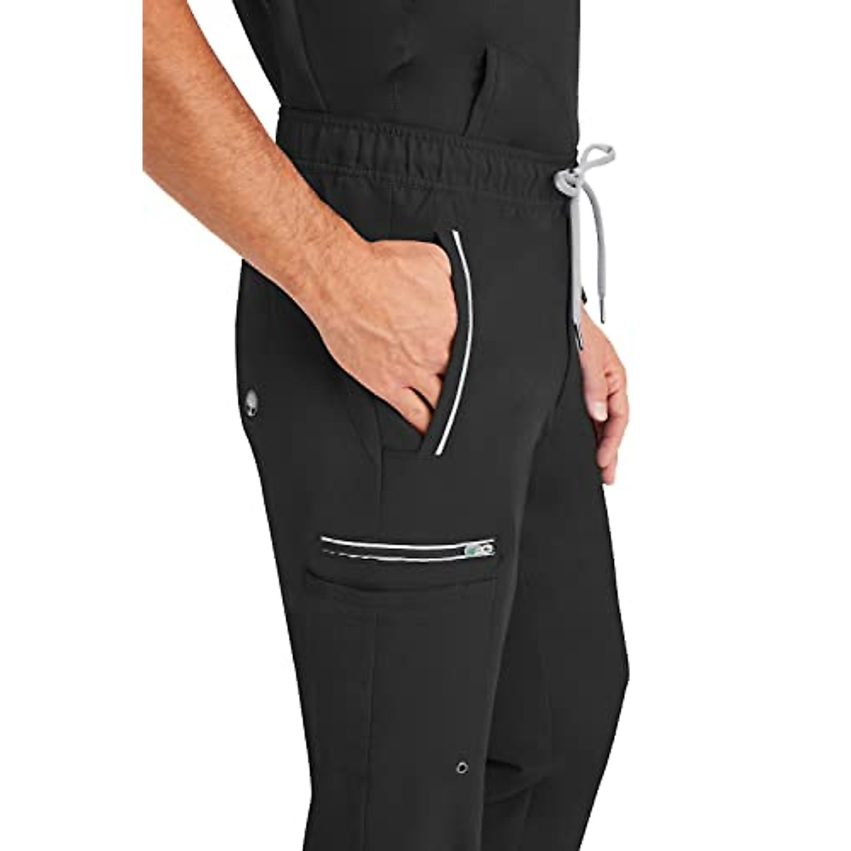 Healing Hands 6 Pocket Mens Scrubs Pant HH360 9171 Noah Cargo Scrub Pant for Men Full Elastic with Drawstring Black MSH