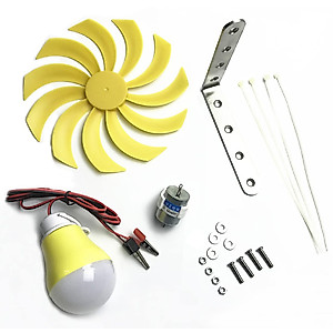 Small Wind Turbine Generator Micro DC Motor Power Wind Turbines Electricity Fan Blades Model Bicycle LED Light DIY Kits for Teaching Physical Power Generation Science Experiment