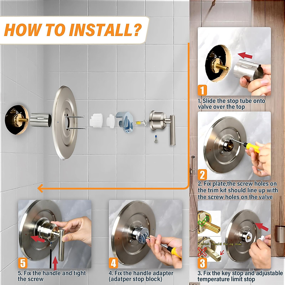 Replacement for Moen T2901BN Gibson Posi-Temp Shower Valve Trim Kit, Brushed Nickel Shower Trim Kit