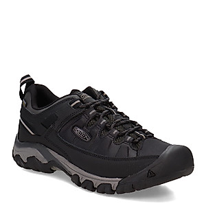 KEEN mens Targhee Exp Low Height Waterproof Hiking Shoe, Black/Steel Grey, 14 US