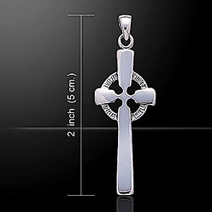 Jewelry Trends Sterling Silver Long Celtic Cross Pendant on 18 Inch Box Chain Necklace
