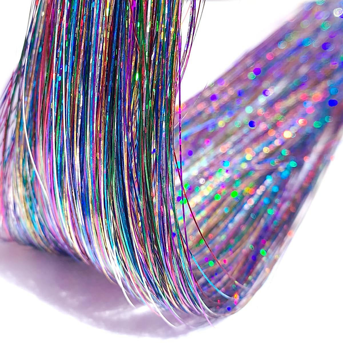 Tototoo Hair Tinsel 3000 Strands With Tools 44 Inch 12 Colors Fairy Hair Tinsel Kit for Girls Glitter Hair Tinsel Strands Kit Heat Resistant Sparkling Shiny Hair Extensions (12 Colors/3000 Stands)