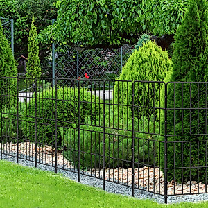 OUSHENG Decorative Garden Fence Fencing 10 Pack, 37.5in (H) x 10ft (L) Rustproof Metal Wire Panel Border Animal Barrier for Dog, Flower Edging for Yard Landscape Patio Outdoor Decor, Square