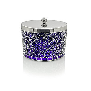 LushAccents Bathroom Accessories Set, 5-Piece Decorative Glass Bathroom Accessories Set, Soap Dispenser, Soap Tray, Vanity Tray, Jar, Toothbrush Holder, Elegant Lavender Mosaic Glass