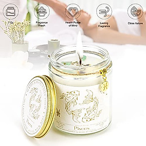 YTENTE Pisces Candles Gift, Zodiac Crystals Candles,Astrology Gift Scented Soy Candles Gifts for Women Mom Sister Girlfriend Birthday Gift