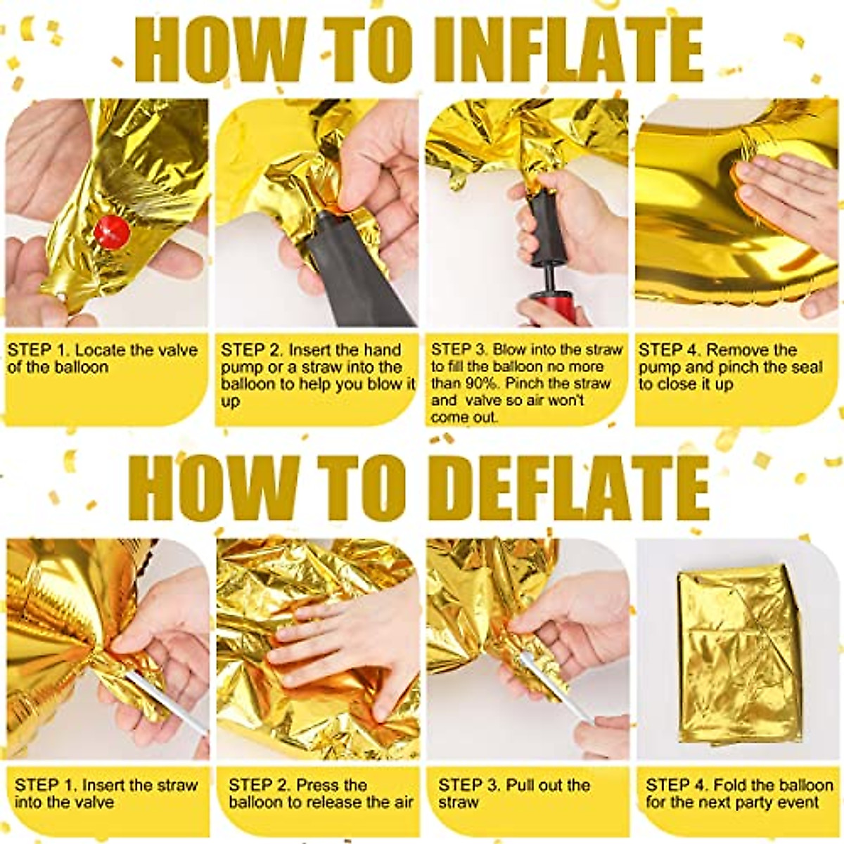 JOYYPOP 40 Inch Gold Number Balloons Foil Large Helium Number 2 Balloon for Birthday Anniversary Graduation Party Decorations