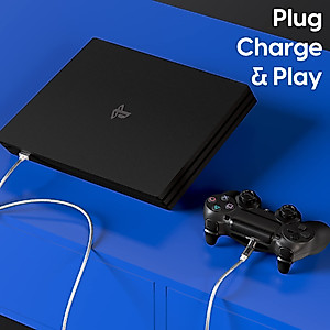 TALK WORKS PlayStation 4 Controller Charging Cable Micro USB - 6' Long Braided Heavy Duty Fast Charger Cord for PS4 (Silver, Pack of 3) (14094)