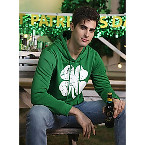 Arvilhill St Patrick's Day Sweatshirt Men's Green Shamrock Irish Printed Hoodie CLOVER XL