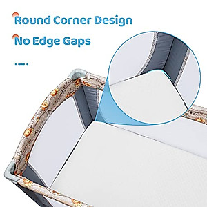 Foambesty® Waterproof Pack n Play Mattresses (38''x26''x3''), Fitted Pack and Play Mattress Pad, Dual Sided Soft Mini Crib Mattress for Baby & Toddlers, Travel Playard Pad, Includes Carry Strap